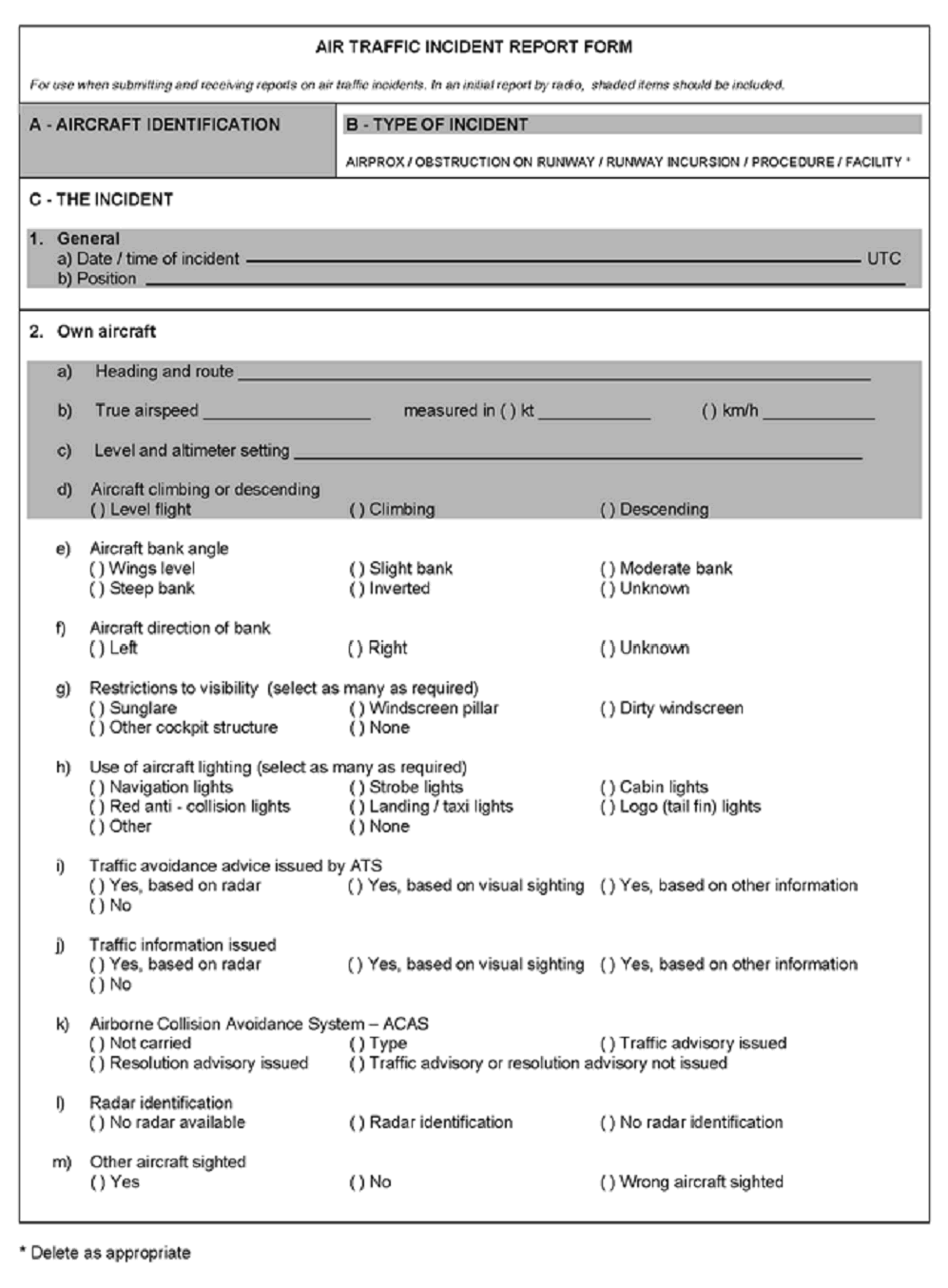 AIR TRAFFIC INCIDENTS